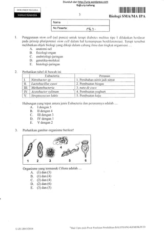 SOAL Un bio-2014-penggunaan-perhatikan-perhatikan | PDF