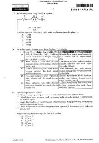UN Fisika SMA 2014 | PDF