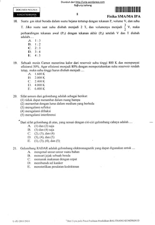 UN Fisika SMA 2014 | PDF