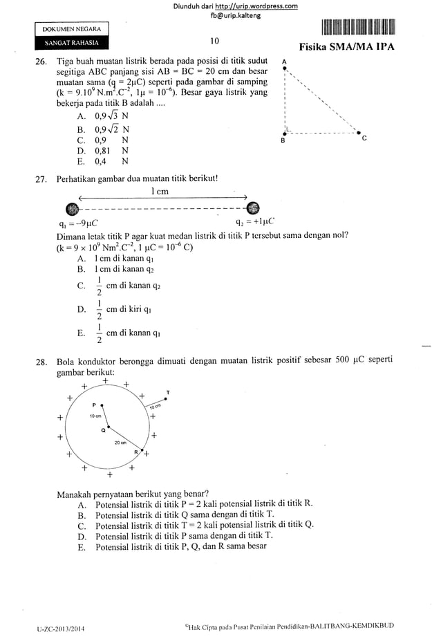 UN Fisika SMA 2014 | PDF