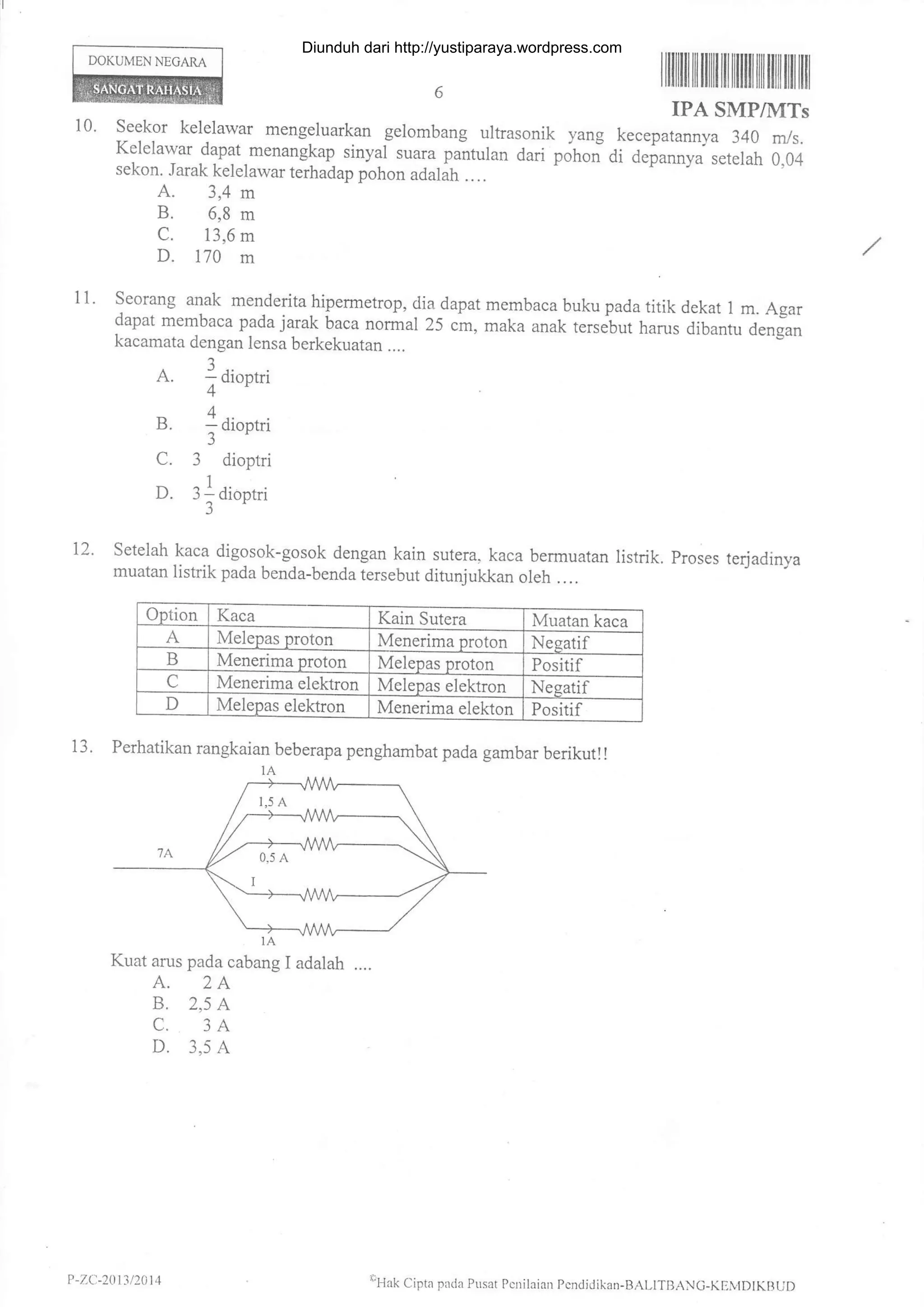 SOAL Un ipa-smp-mts-2014-kd-dampak-ketika-limbah | PDF