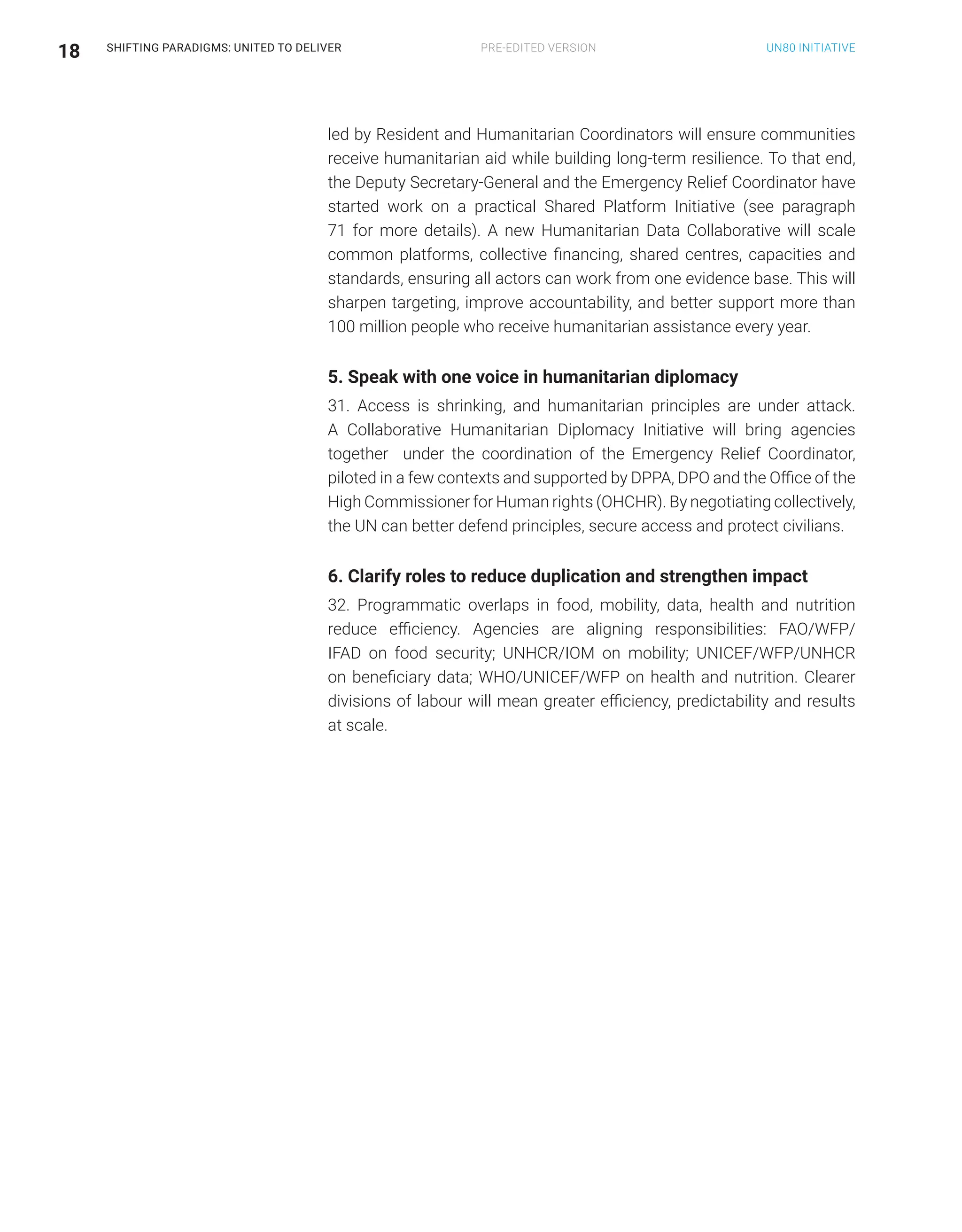 UN SG Report on Workstream 3: Shifting Paradigms: United to Deliver | PDF