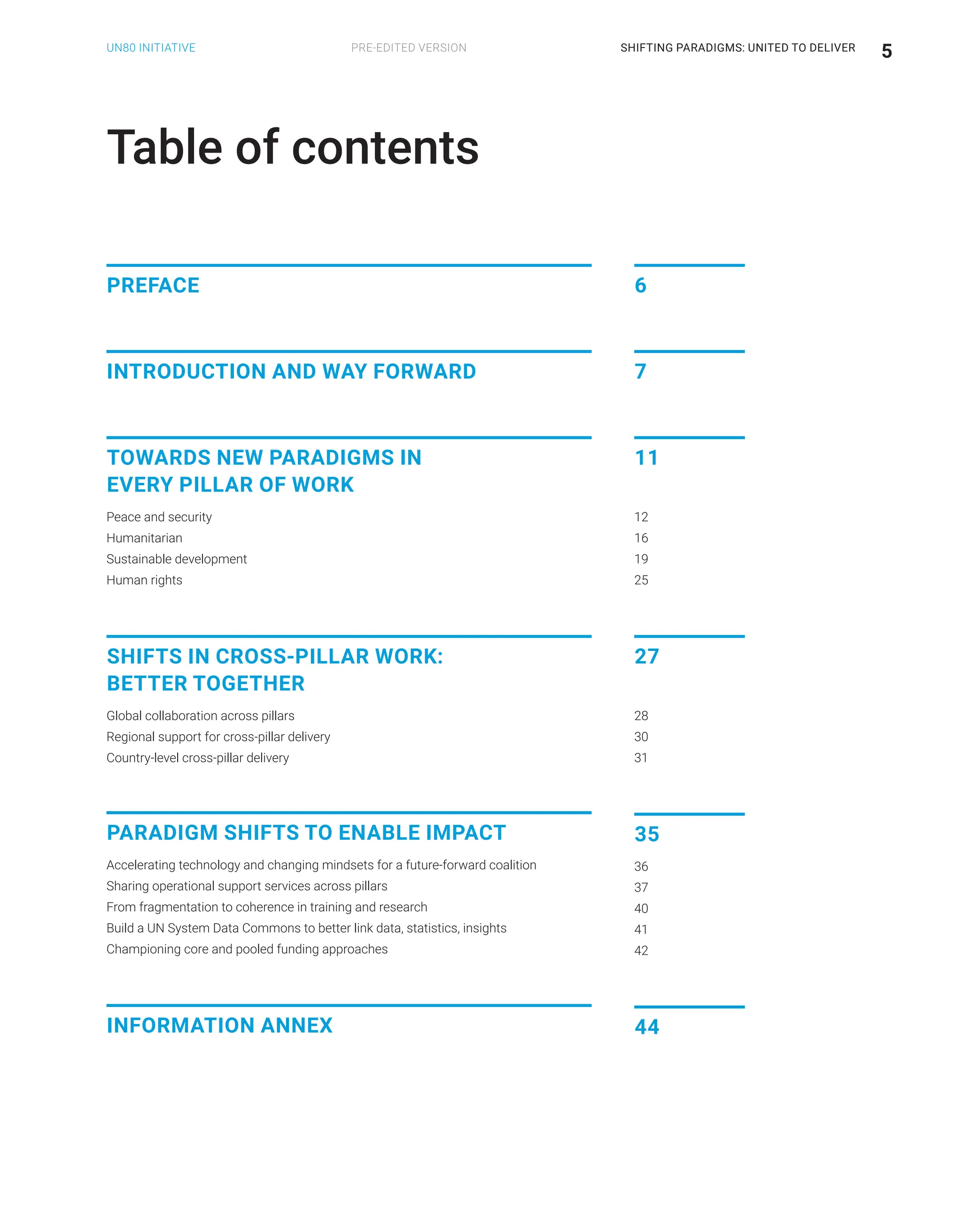 UN SG Report on Workstream 3: Shifting Paradigms: United to Deliver | PDF
