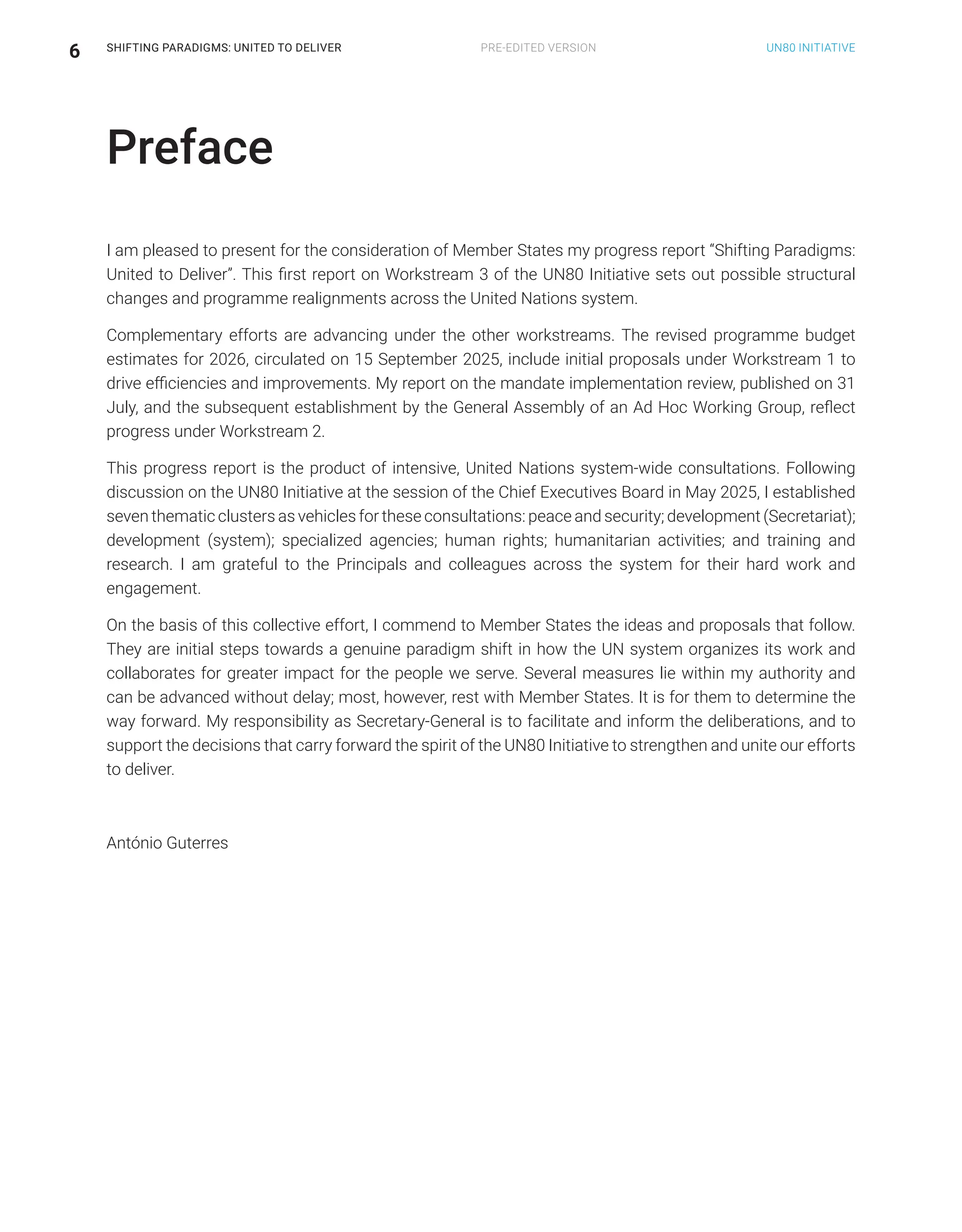 UN SG Report on Workstream 3: Shifting Paradigms: United to Deliver | PDF