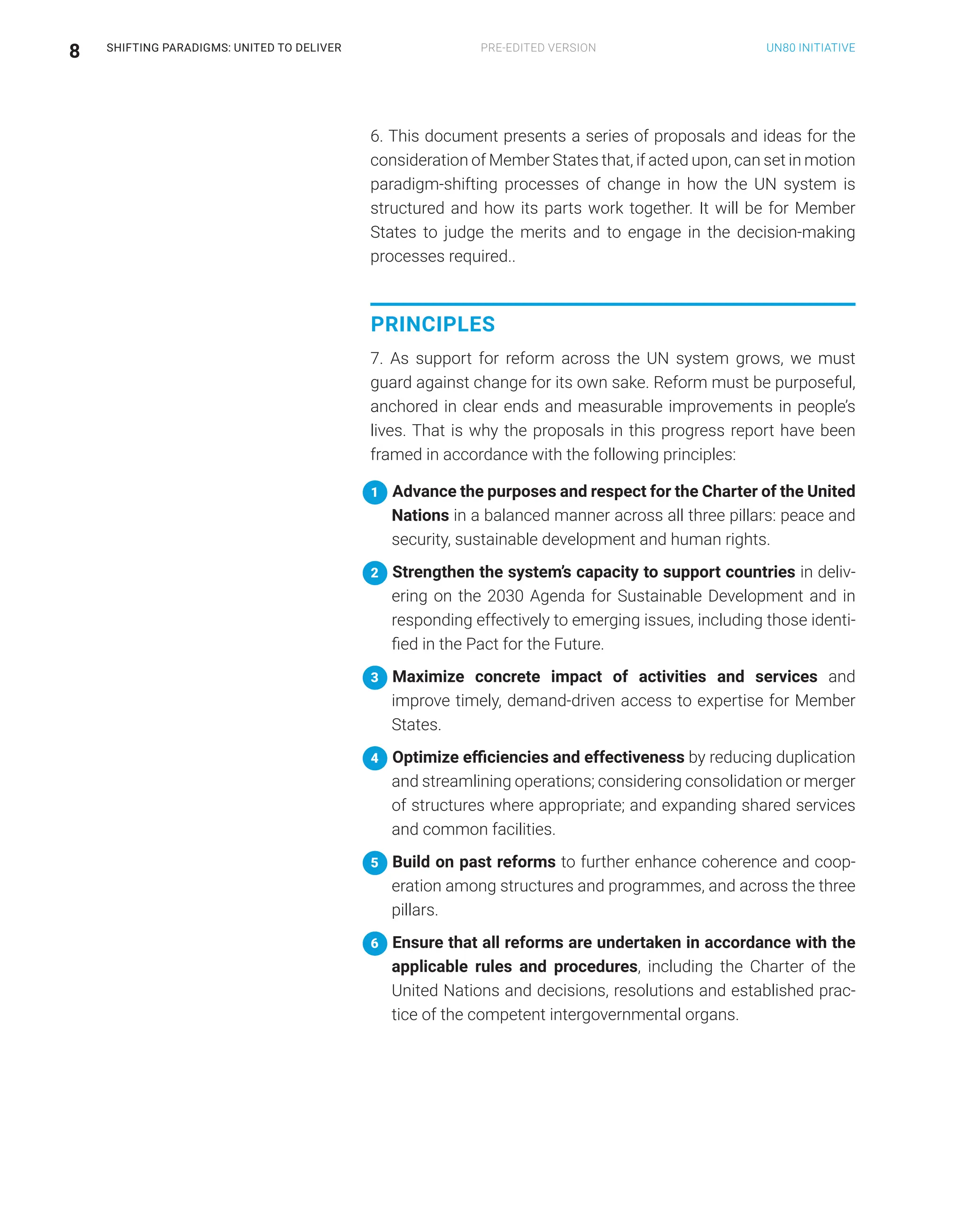 UN SG Report on Workstream 3: Shifting Paradigms: United to Deliver | PDF