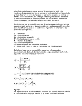 Una aproximación a los modelos de inventarios | DOCX