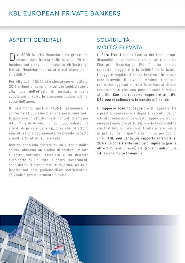 KBL European Private Bankers: una banca solida | PDF | Stocks and Bonds | Personal Investing
