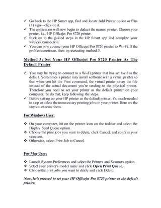 Unable To Get HP Officejet Pro 8720 Printer Connected To Wi-Fi | DOC