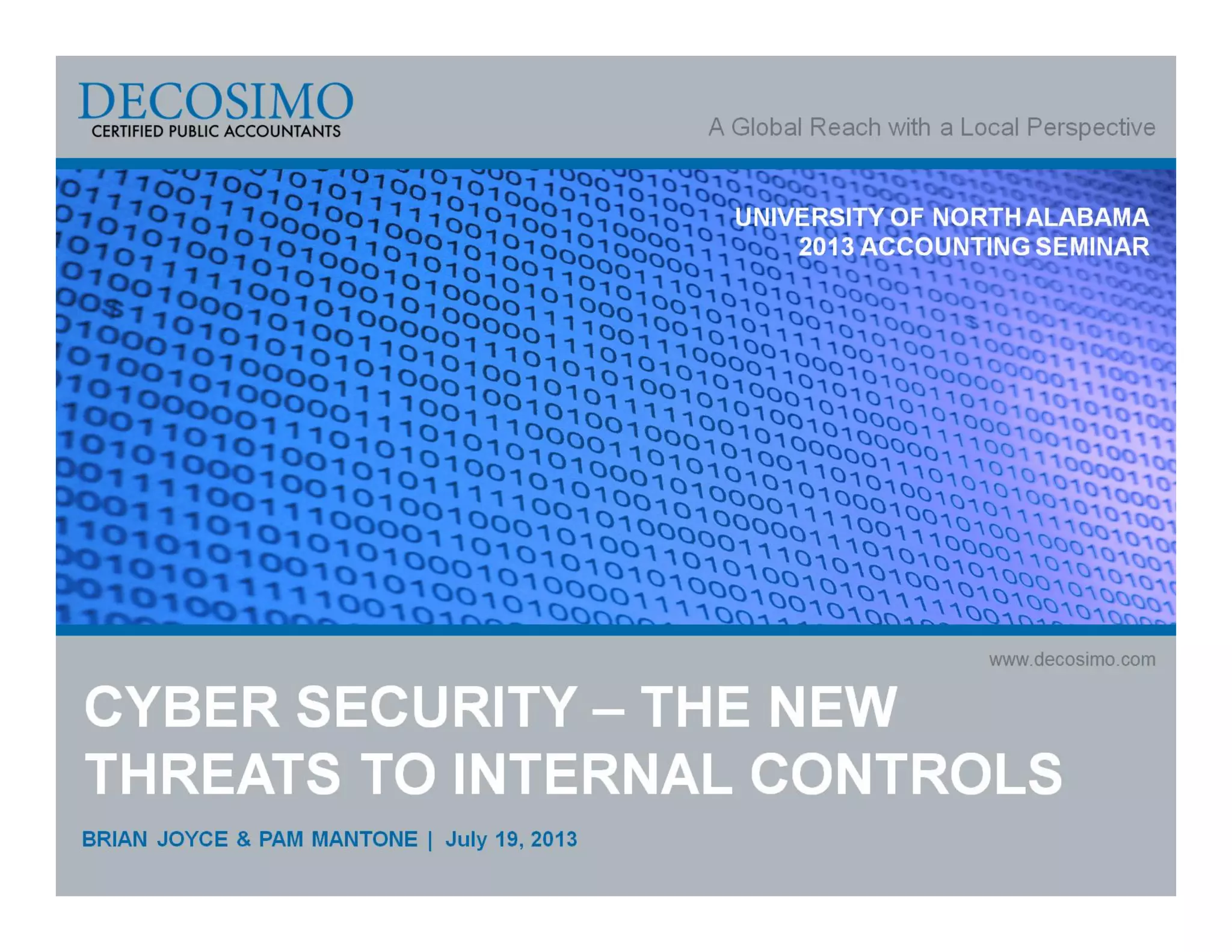 Cyber Security - The New Threats to Internal Controls | PDF