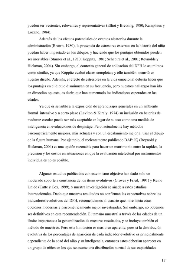 Una Evaluación Normativa de los ítems evolutivos en el Dibujo de la ...