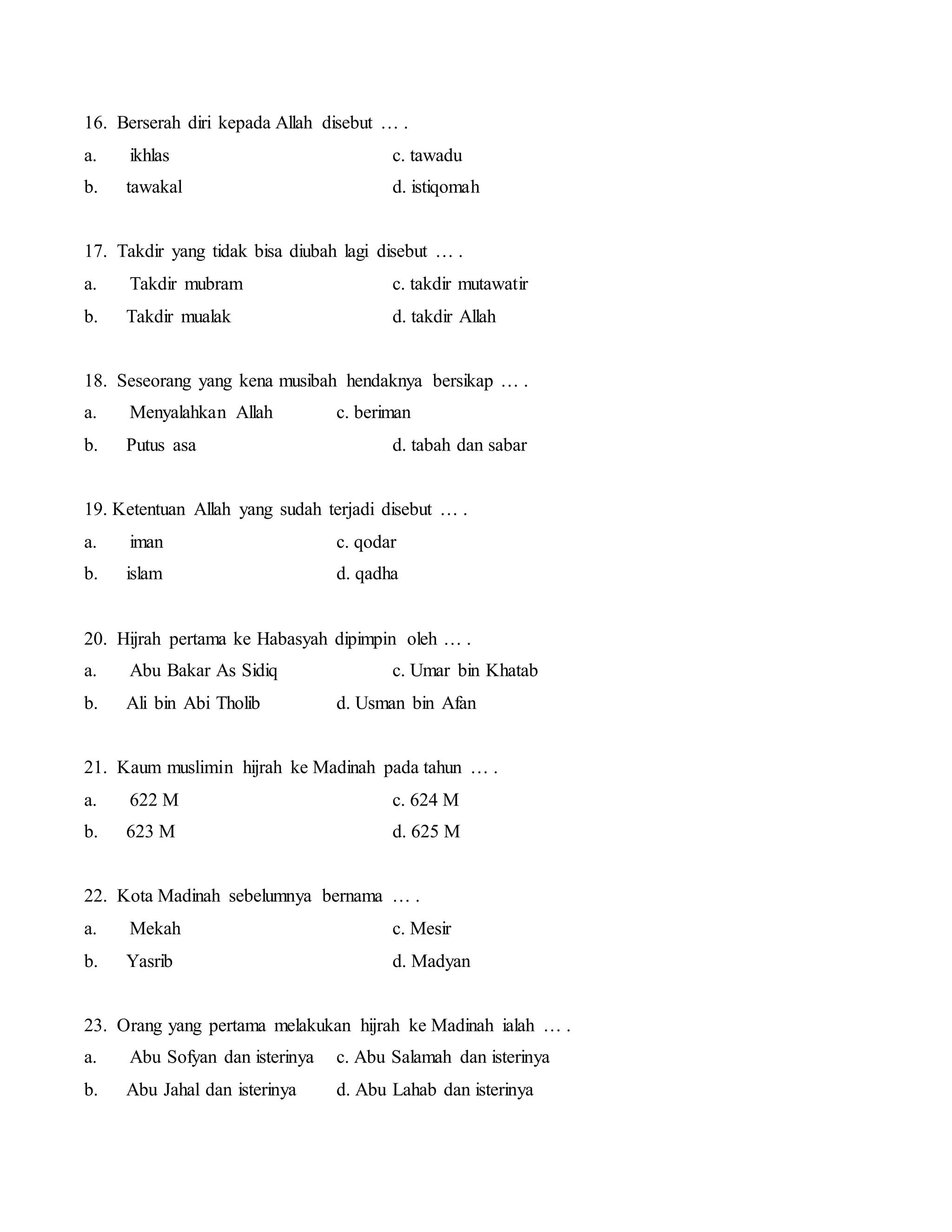 Latihan US/M PAI | DOCX