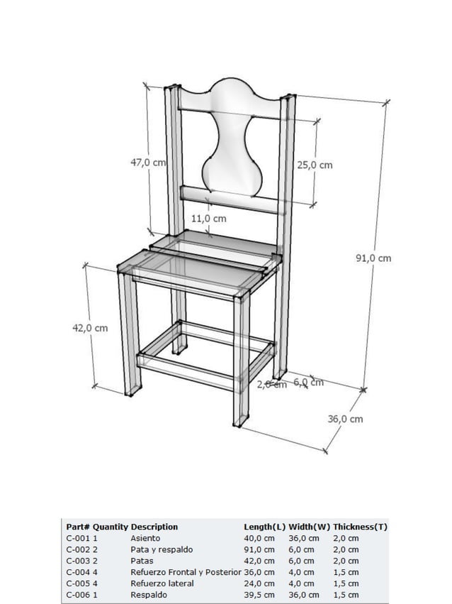 Una guía con 30 planos para hacer sillas de madera | PDF