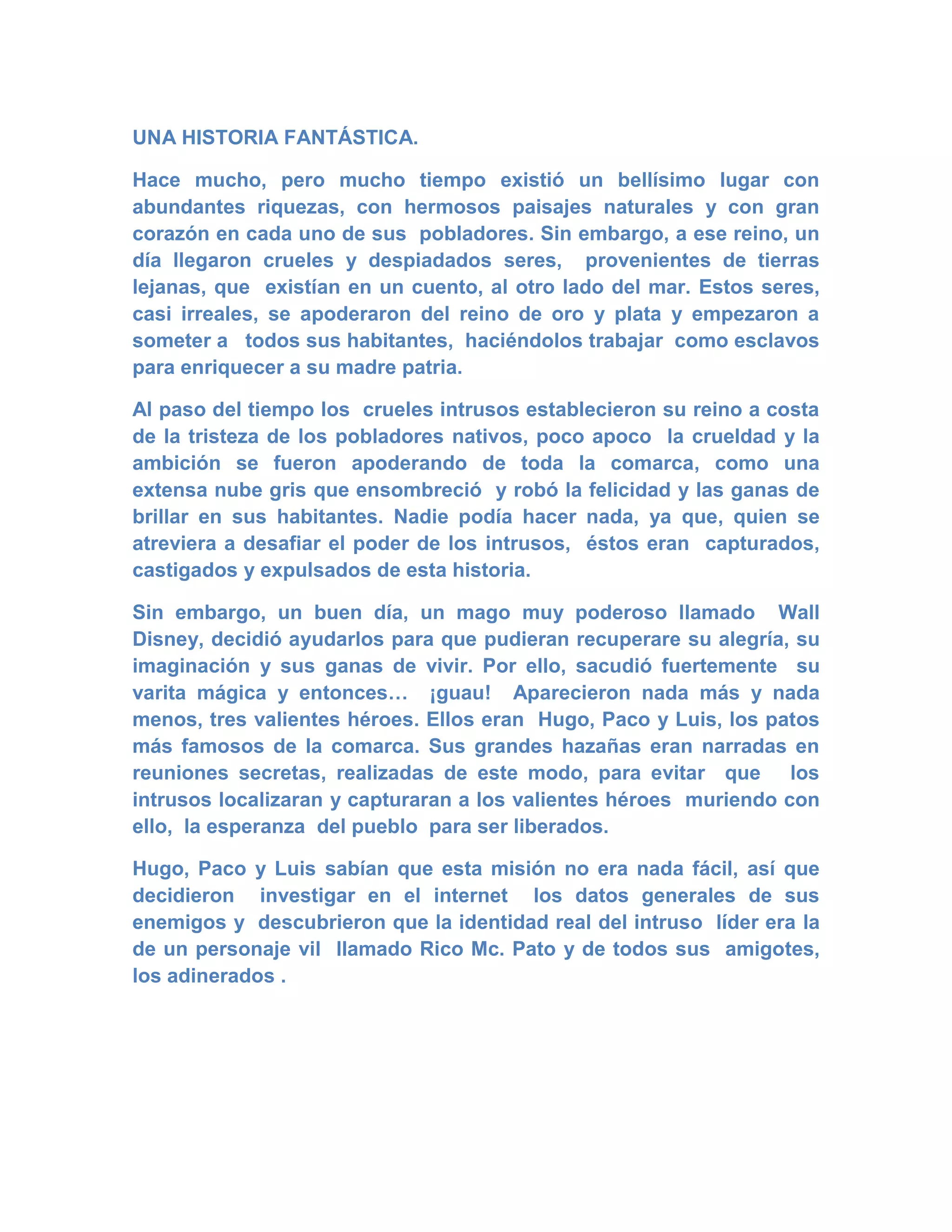 Una historia fantástica | DOCX