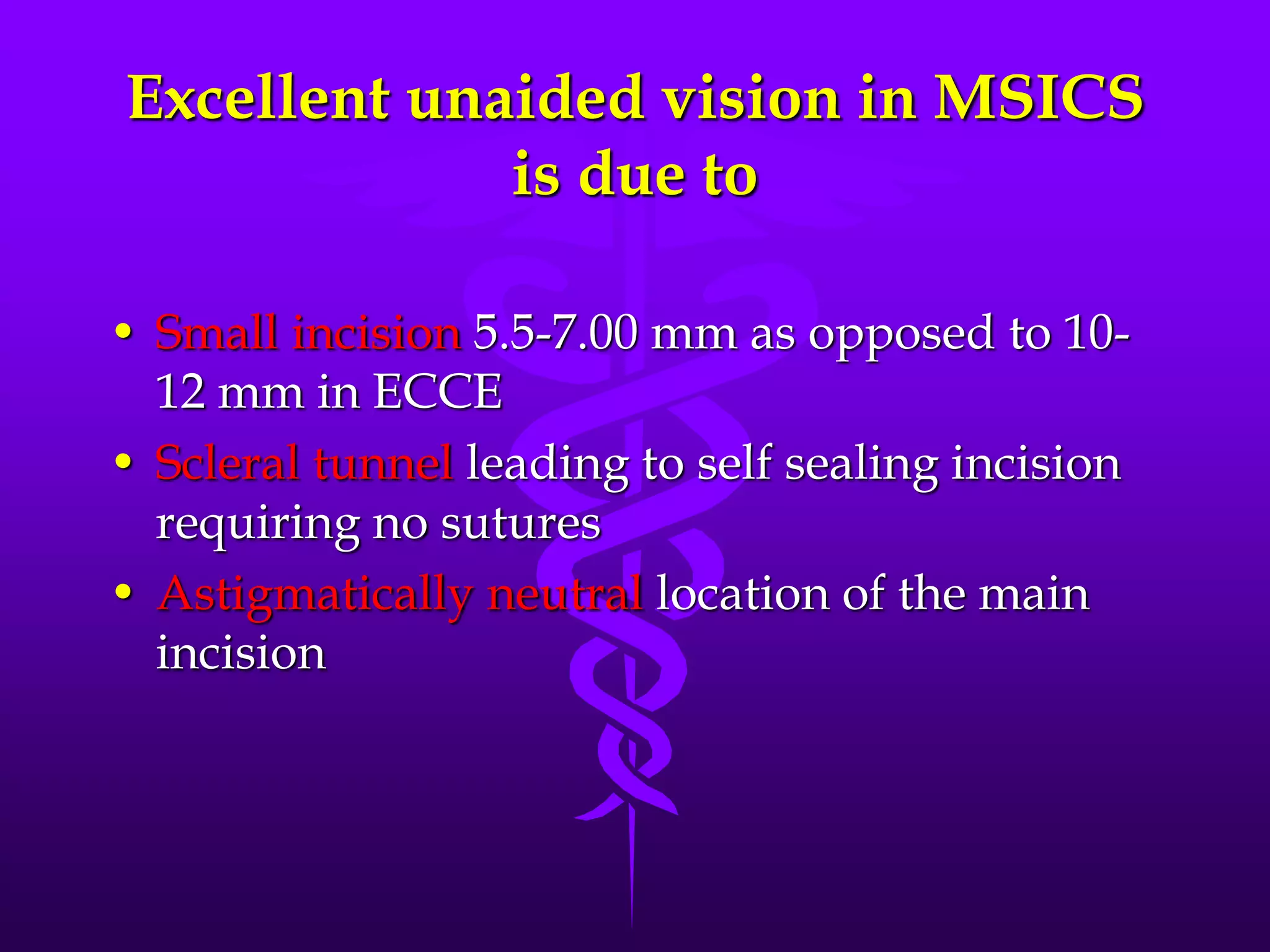 Unaided vision after manual suture less small incision cataract surgery ...