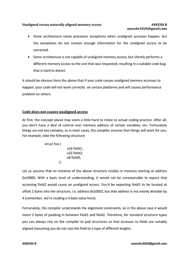 Unalligned versus natureally alligned memory access | PDF | Data ...