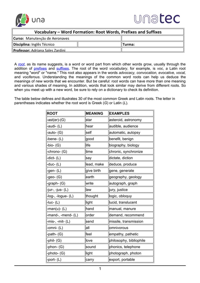 Word formation-root words prefixes and suffixes | DOC