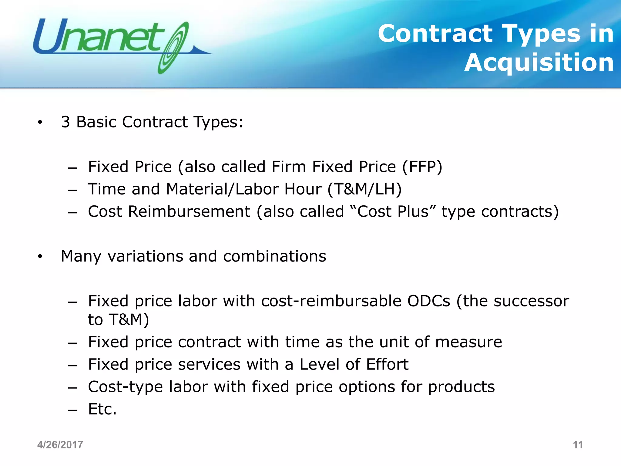 Government Contracts 101 - Understanding the Basics of Contract Types | PDF