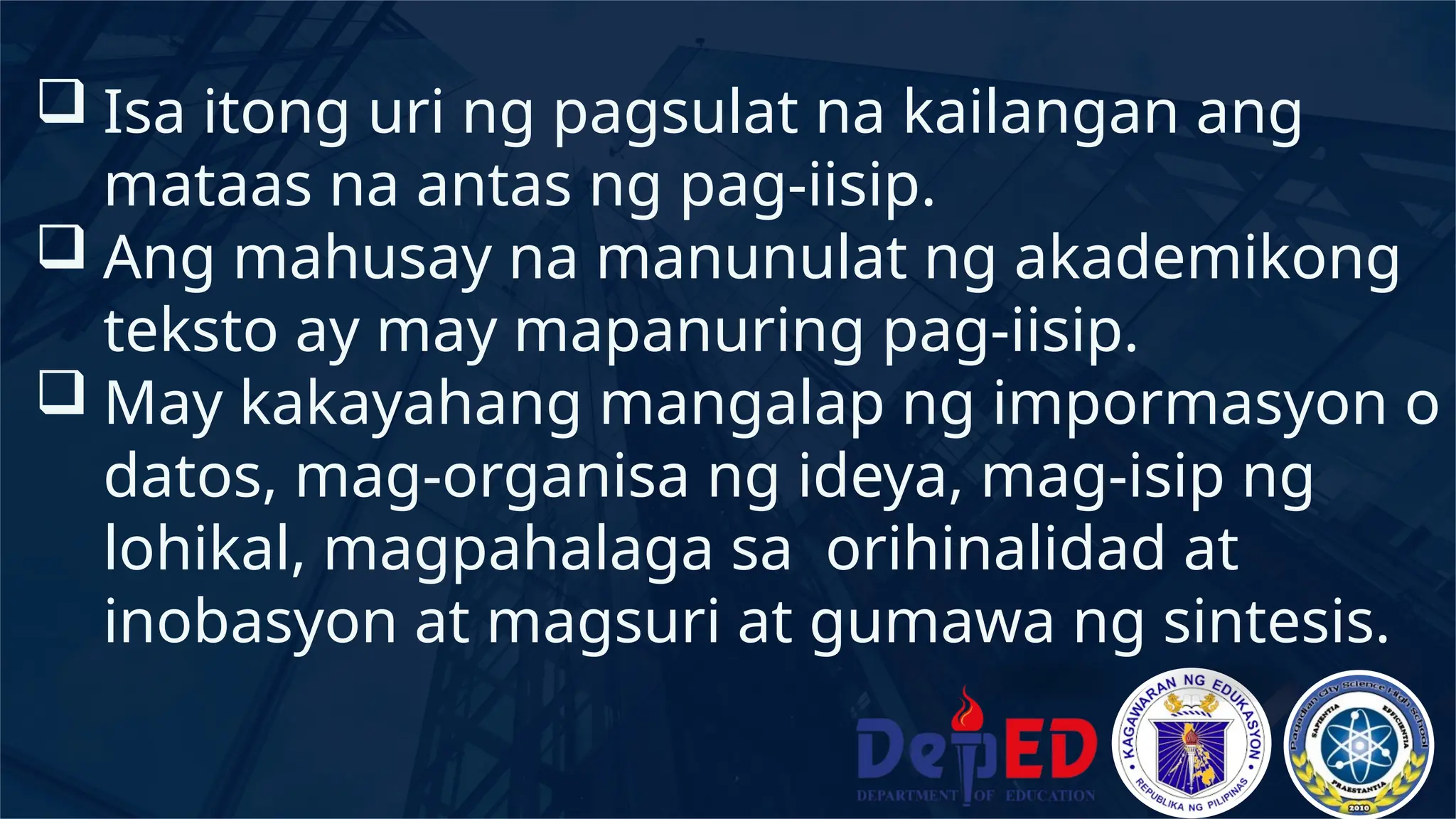 Unang-Linggo-Leksyon sa filipino sa piling larang grade 12 stem | PPTX