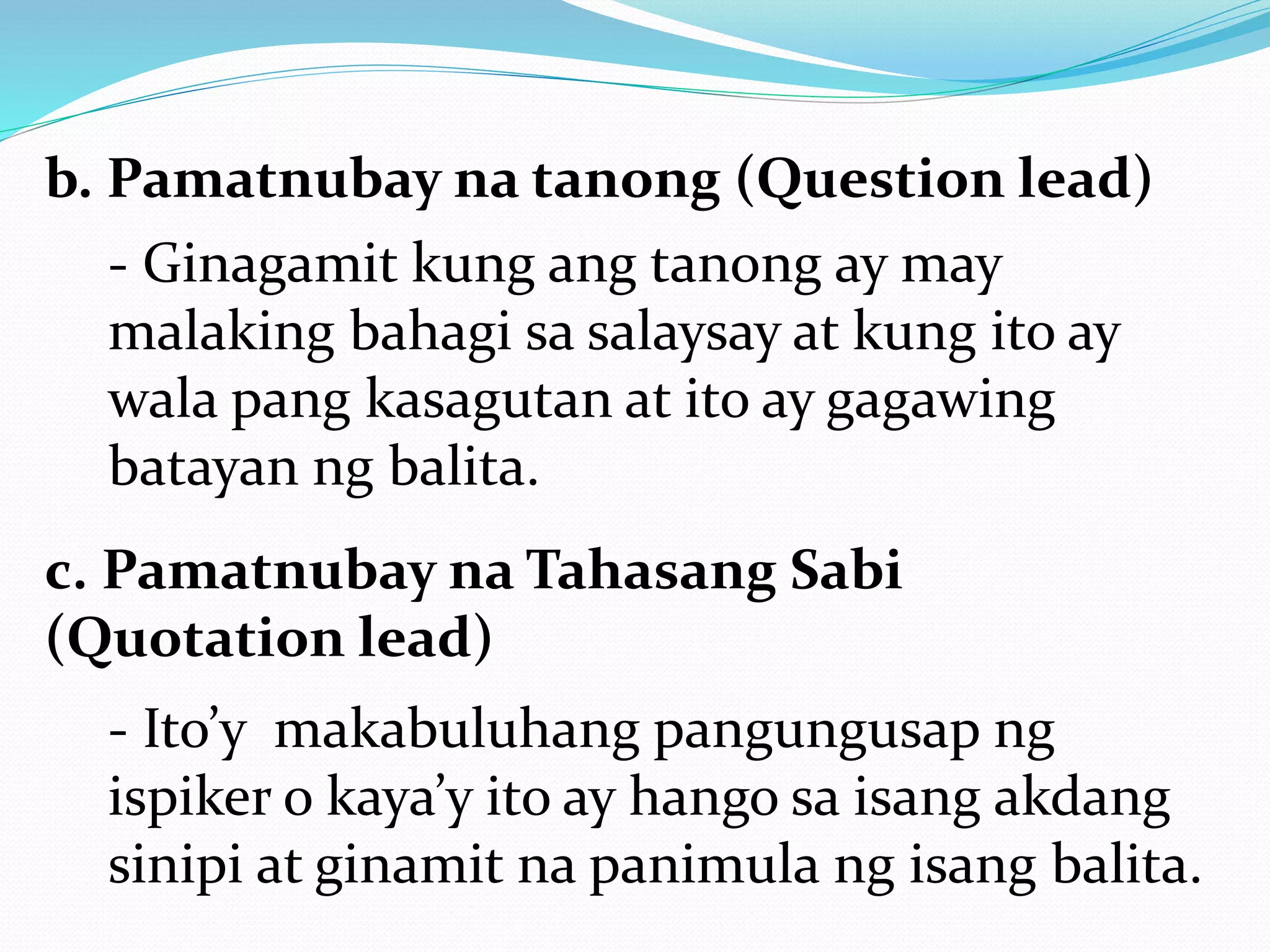 Unang araw balita, isports, editoryal, lathalain | PPTX