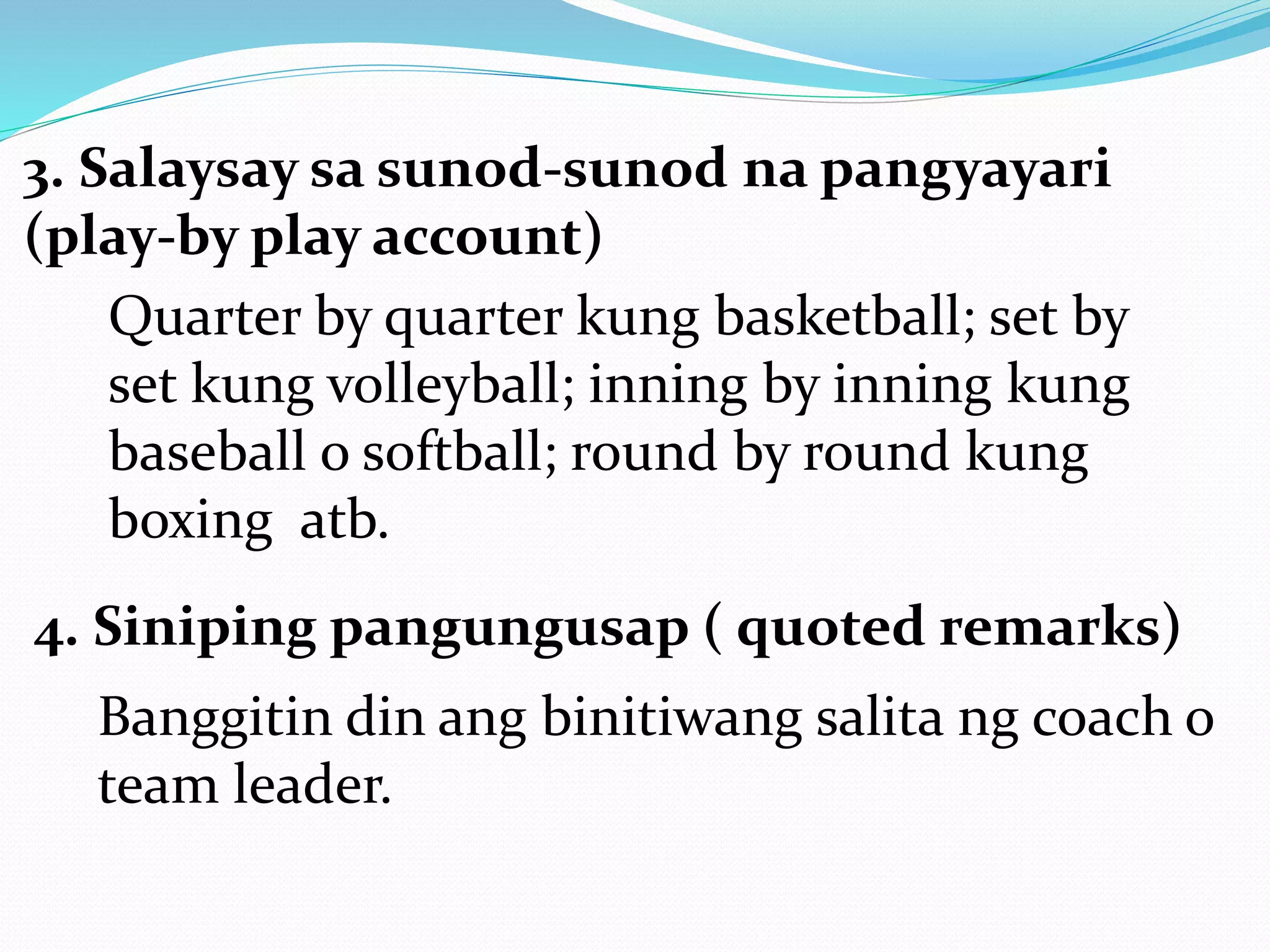 Unang araw balita, isports, editoryal, lathalain | PPTX