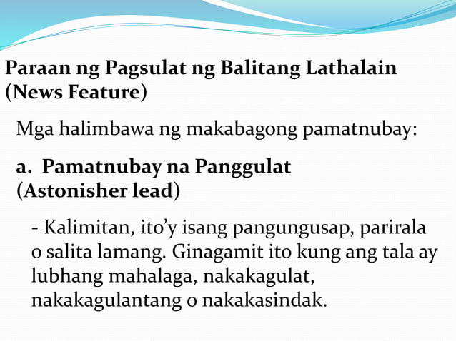 Unang araw balita, isports, editoryal, lathalain | PPTX