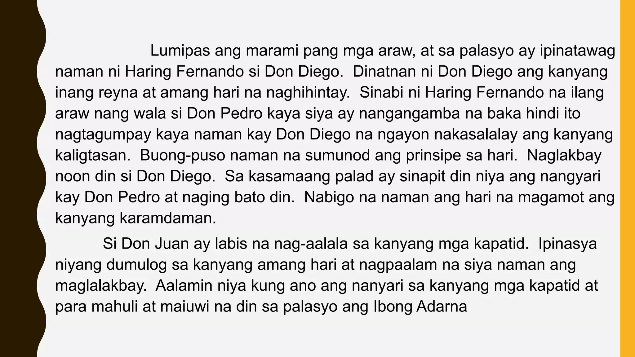 Unang Bahagi ng Ibong Adarna at Mga Gawain | PPTX