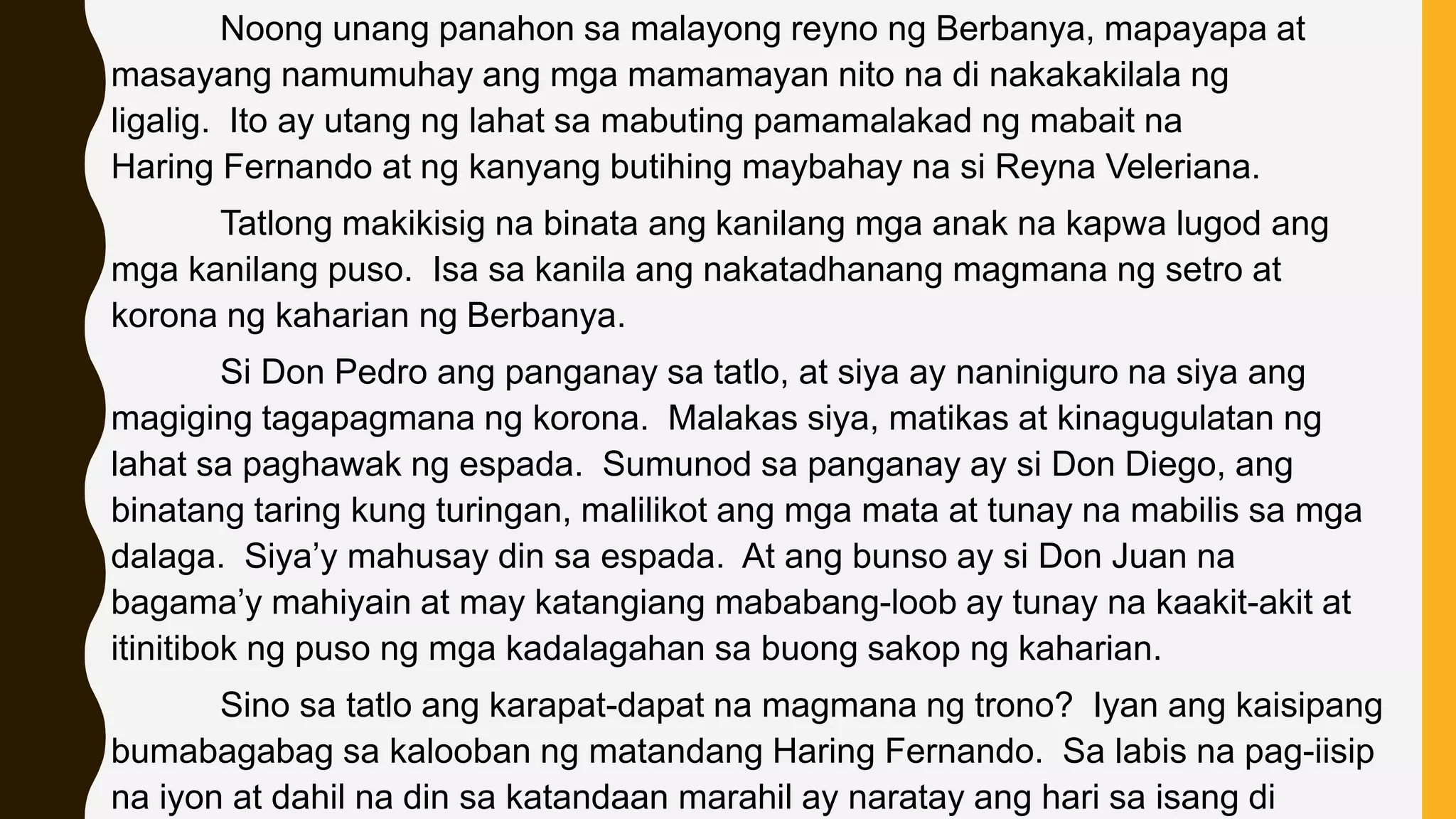 Unang Bahagi ng Ibong Adarna at Mga Gawain | PPTX