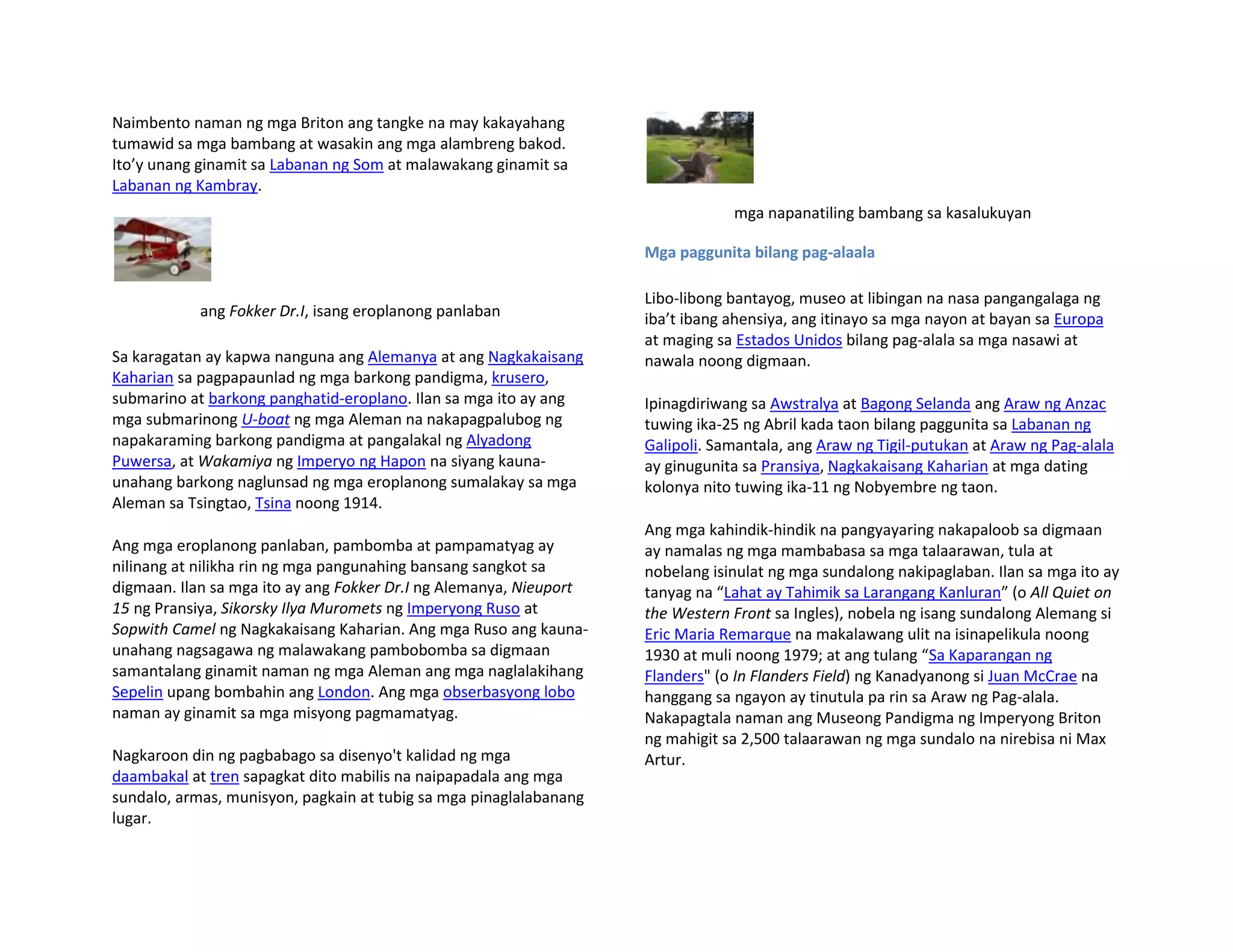 Unang digmaang pandaigdig | DOCX