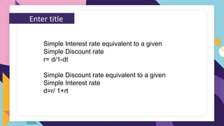 Simple interest and simple discount dif | PPTX