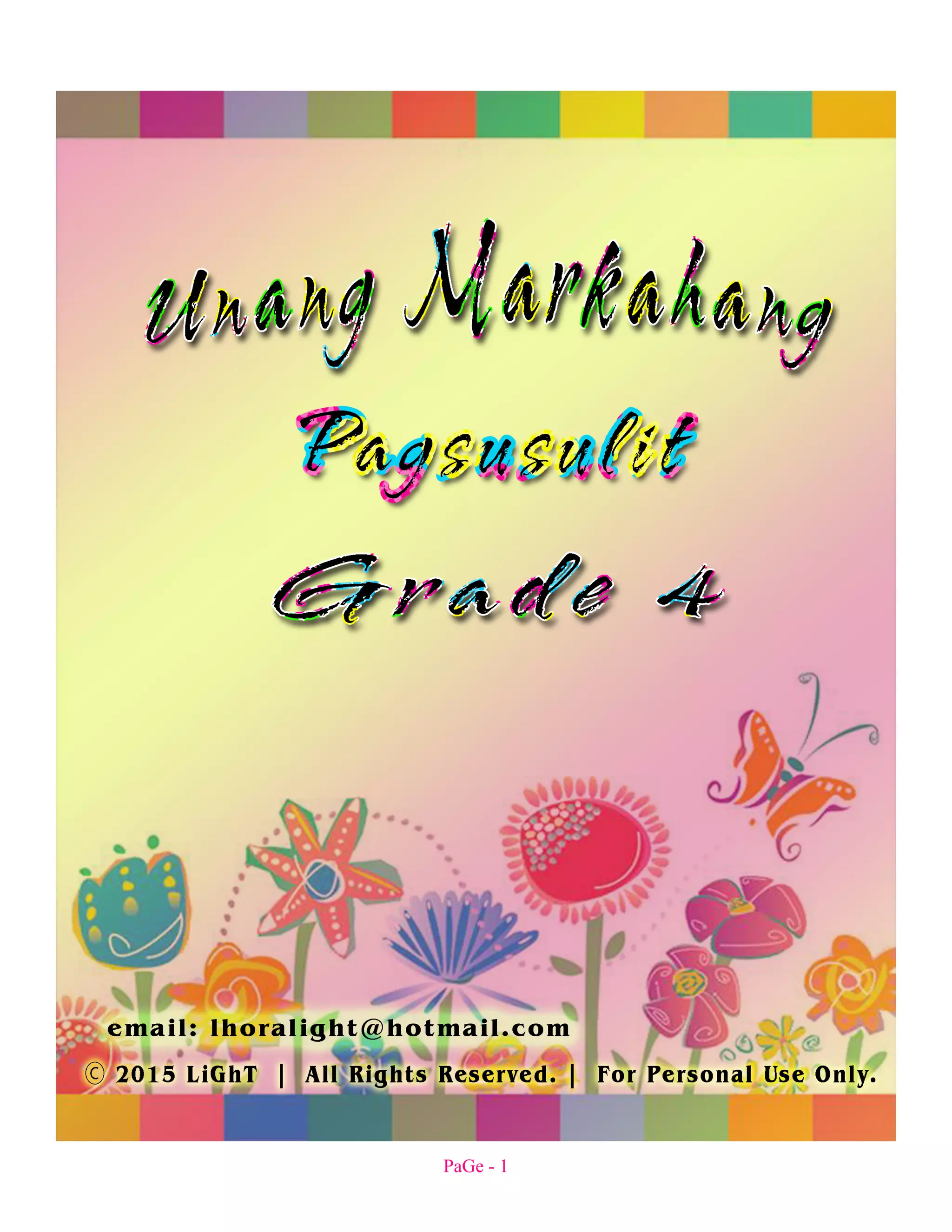 K TO 12 GRADE 4 UNANG MARKAHANG PAGSUSULIT | PDF