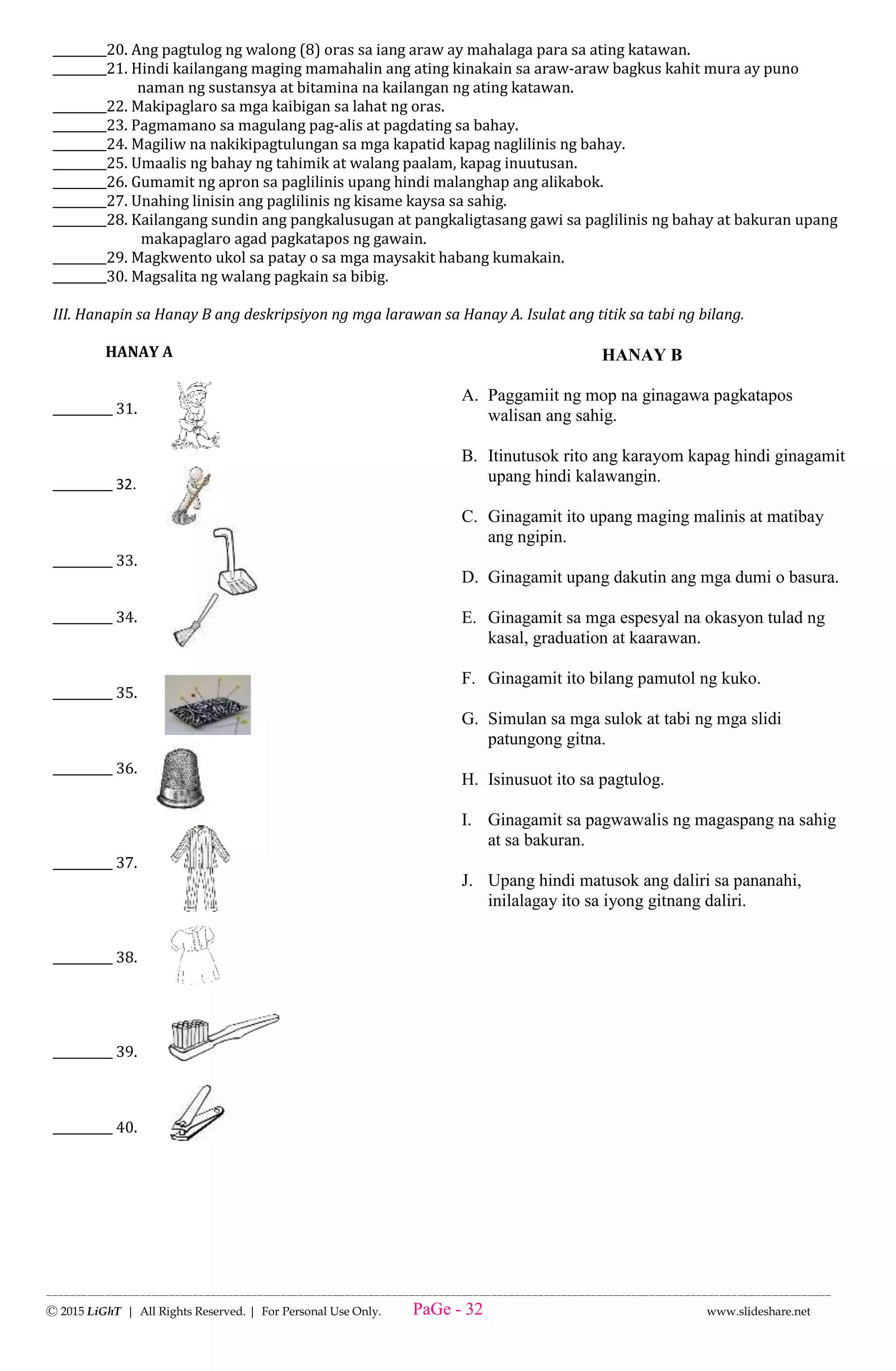 K TO 12 GRADE 4 UNANG MARKAHANG PAGSUSULIT | PDF