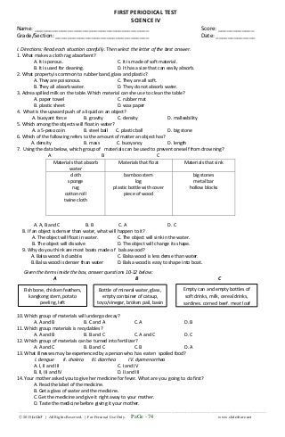 K TO 12 GRADE 4 UNANG MARKAHANG PAGSUSULIT | PDF