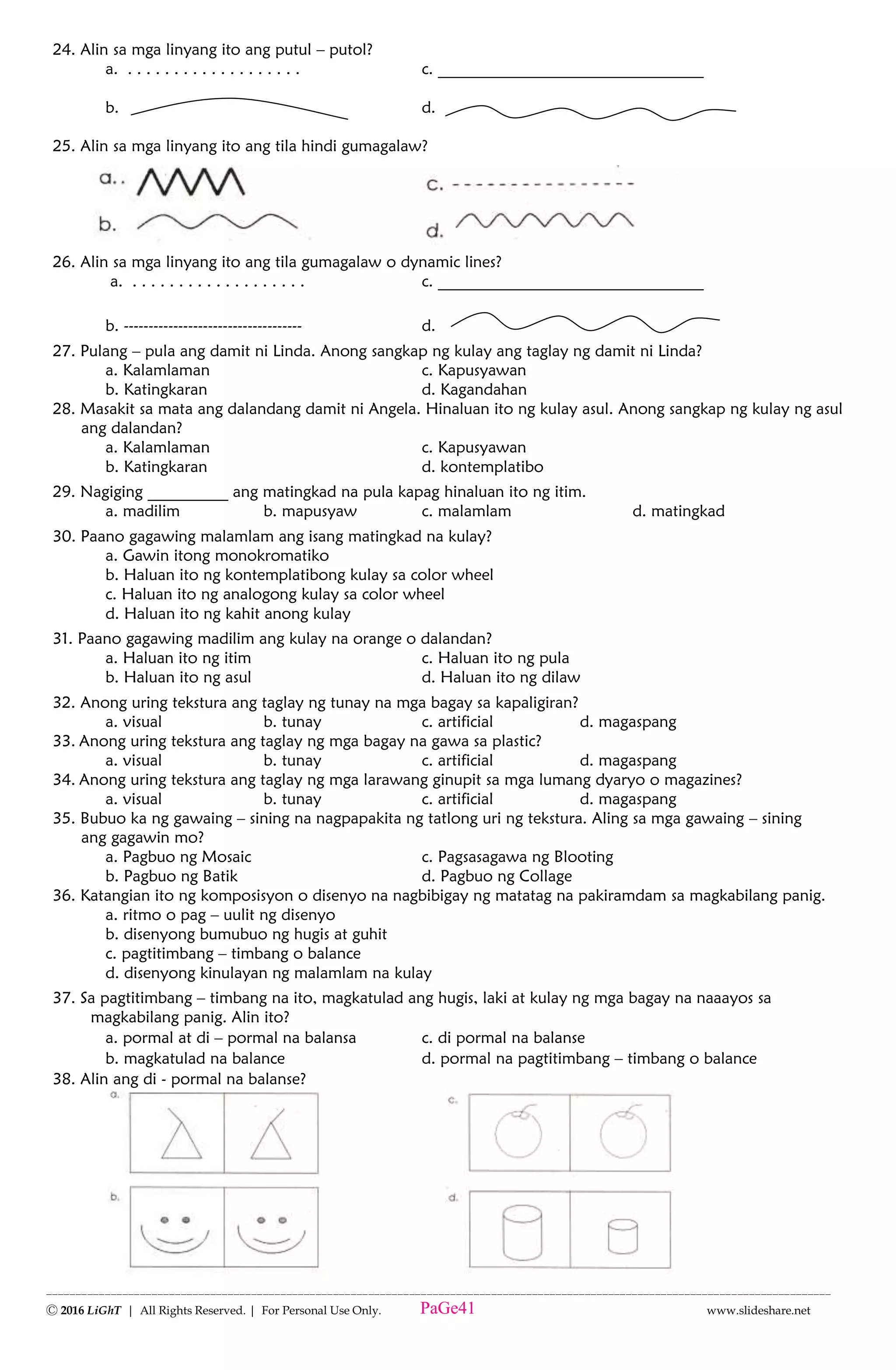 K TO 12 GRADE 5 UNANG MARKAHANG PAGSUSULIT | PDF