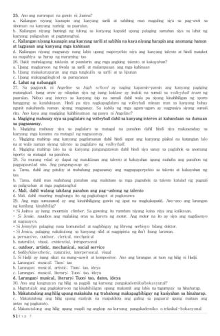 Unang markahang pagsusulit esp 7 / TOS | DOCX