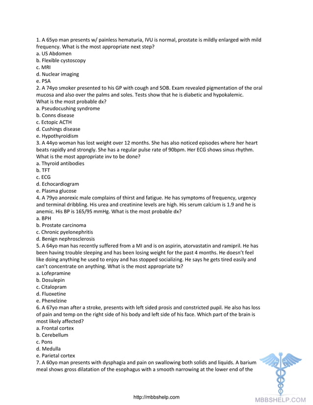 Questions 1700 - Medical MCQ without Answer | PDF | Infectious Diseases ...