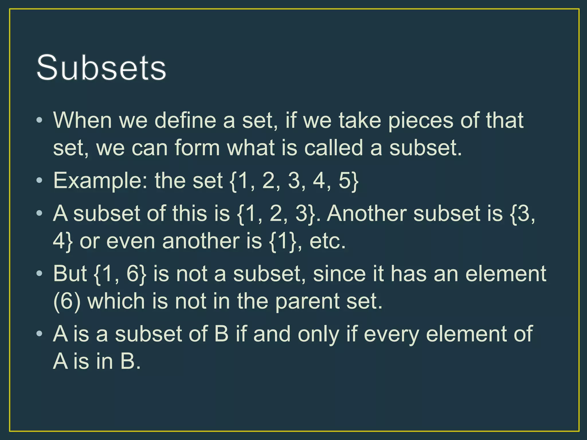 Unary and binary set operations | PPTX