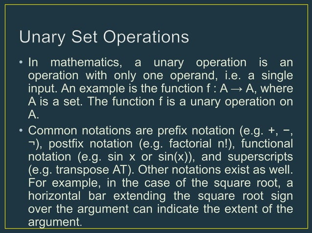 Unary And Binary Set Operations Ppt 1836