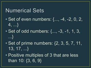 Unary and binary set operations | PPTX