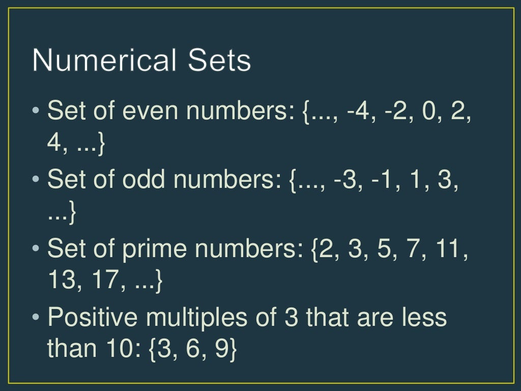 Unary and binary set operations