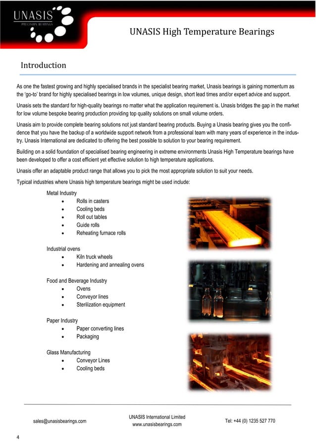Unasis high temperature bearings | PDF