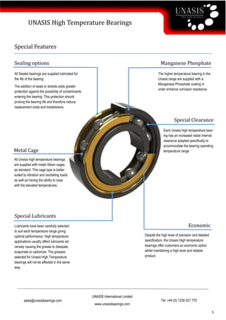 Unasis high temperature bearings | PDF