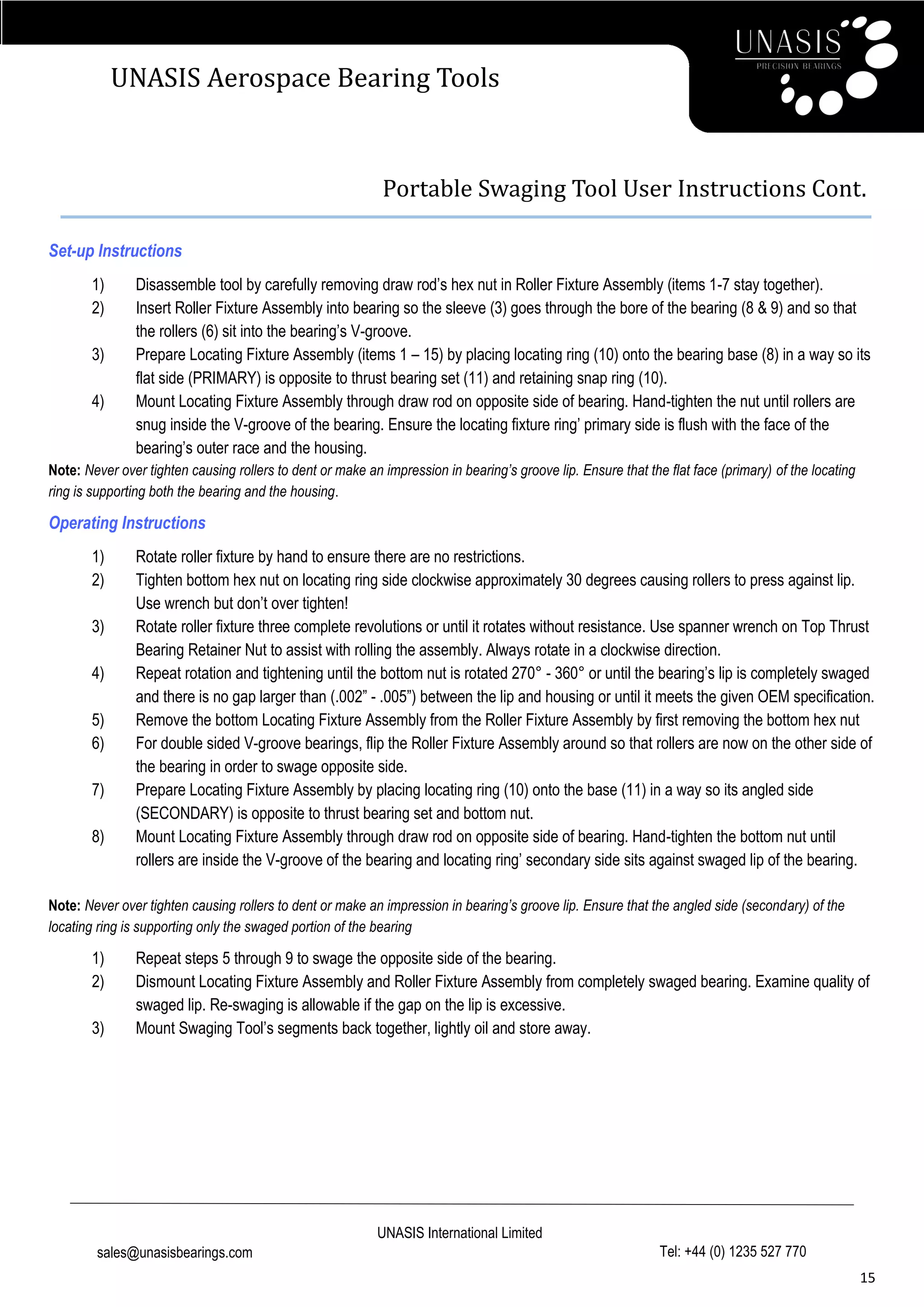 Unasis portable swaging tool instructions | PDF