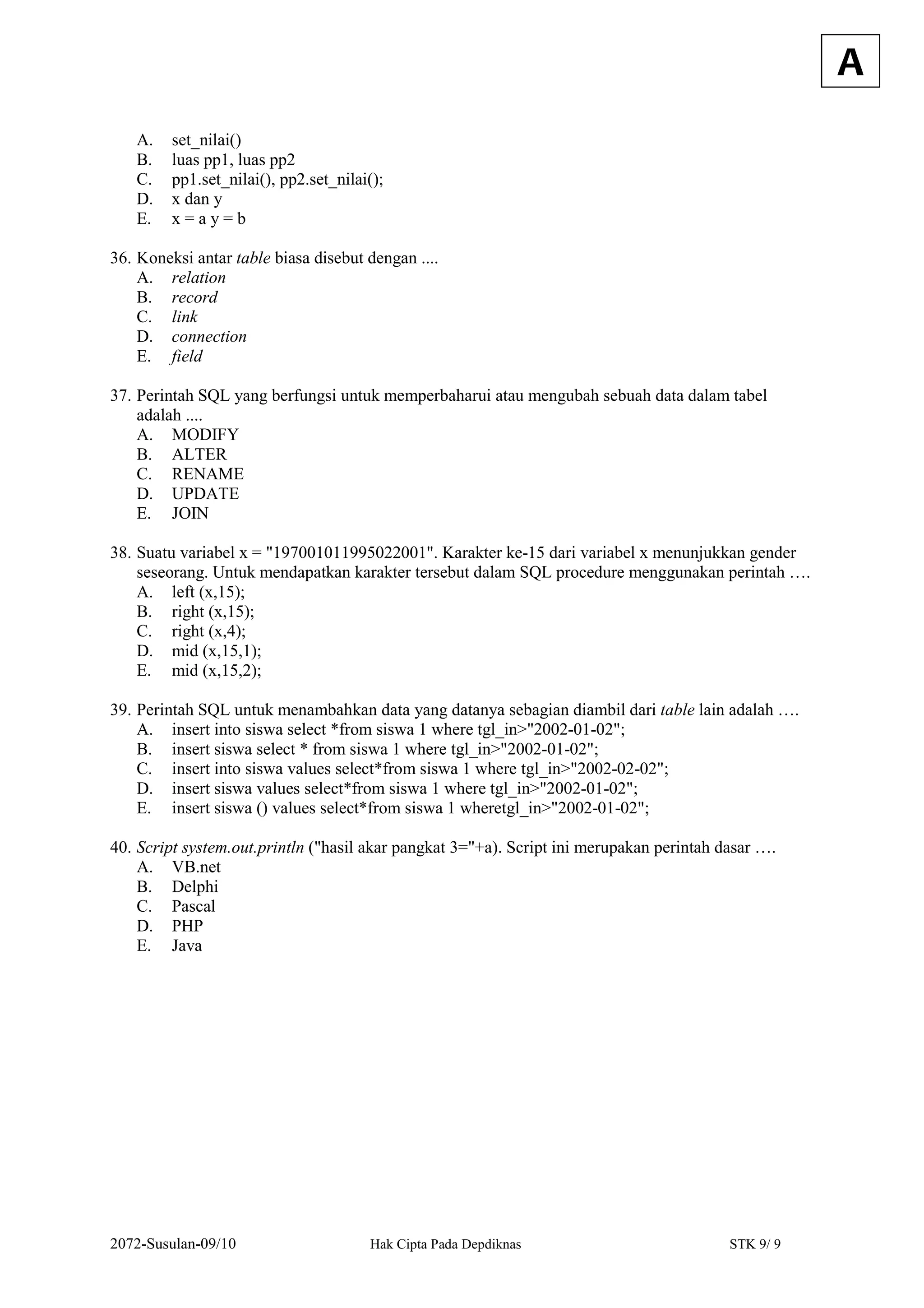 Unas rpl 2009 2010 paket a | PDF