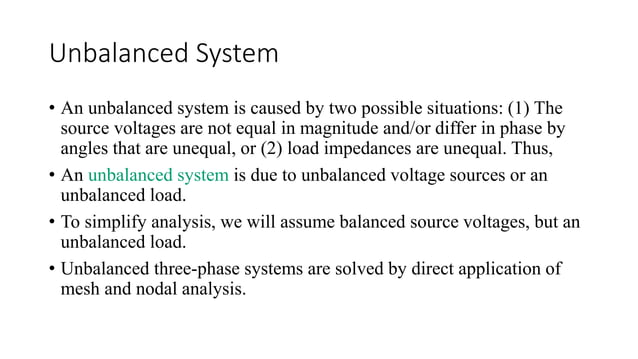 Unbalanced Three Phase Systems and circuits.pptx | Physics | Science
