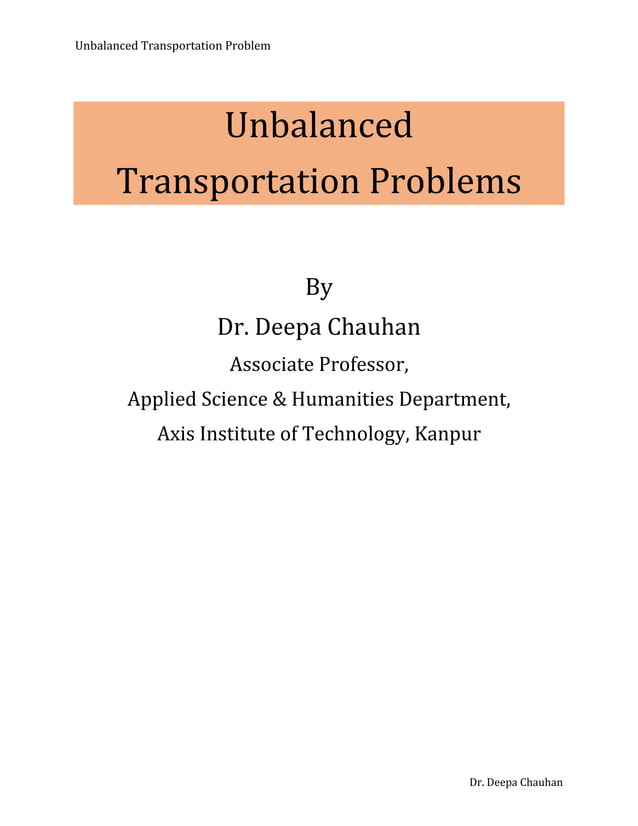 Unbalanced Transportation Problem | PDF | Business | Business and Finance