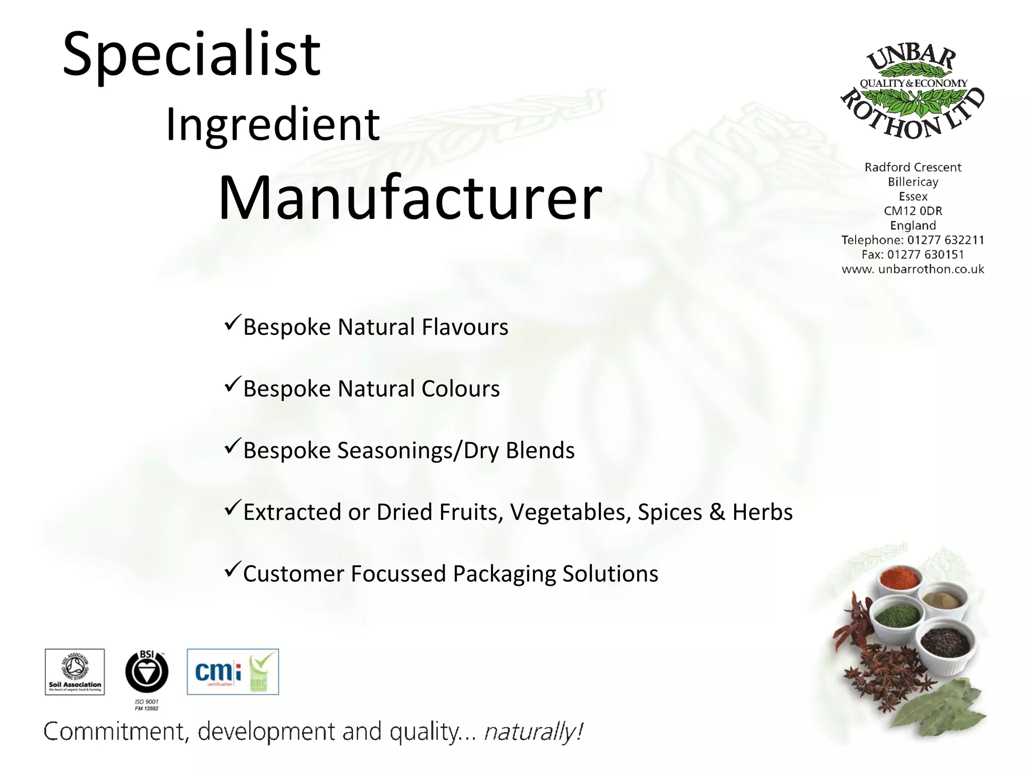 Unbar Rothon Company Profile | PPT