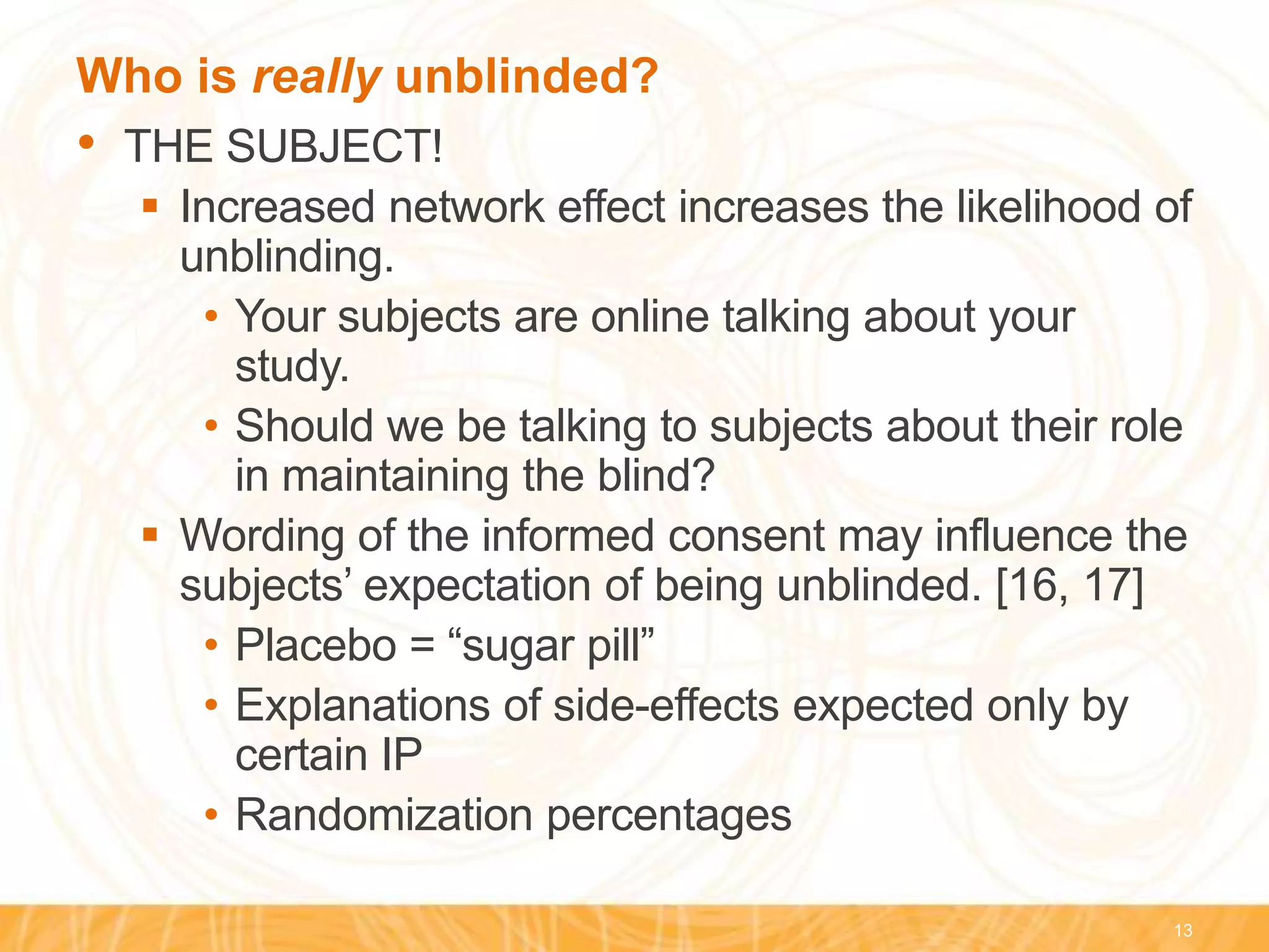 Unblinded Monitoring Programs | PPTX
