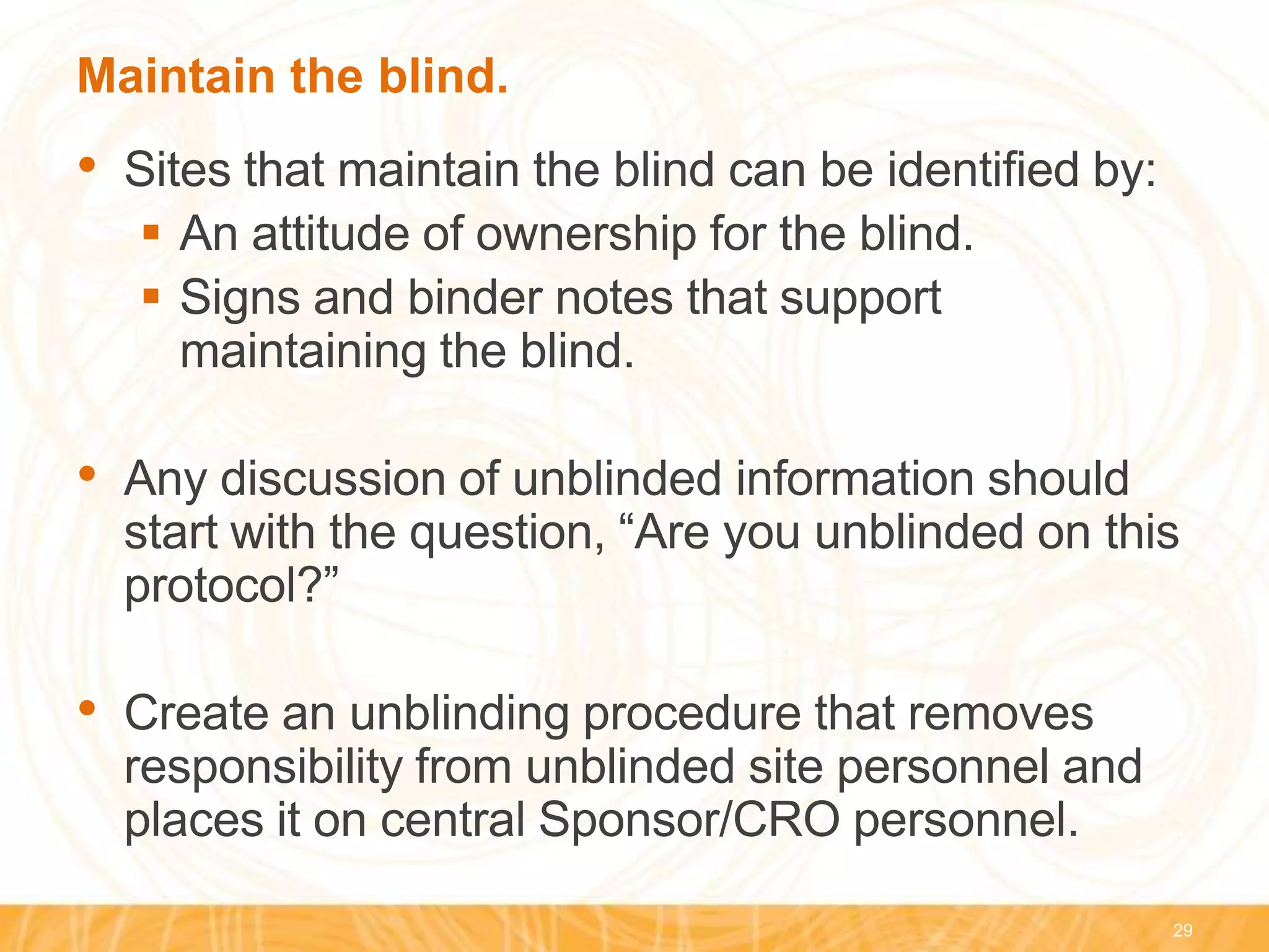 Unblinded Monitoring Programs | PPTX