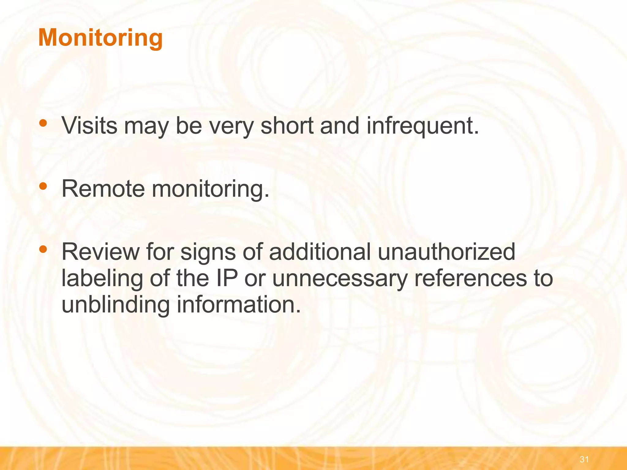 Unblinded Monitoring Programs | PPTX