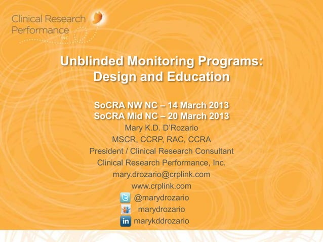 Unblinded Monitoring Programs | PPTX